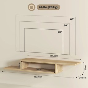 HOMCOM Floating Wall TV Stand se policí - Dub