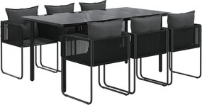 7dílný zahradní jídelní set černý 3156497