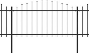 vidaXL Zahradní plot s hroty ocel (1,25–1,5) x 13,6 m černý [277737]