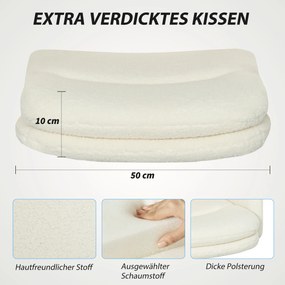 HOMCOM Kancelářská židle na kolečkách s látkovým potahem, opěrky rukou, 5 koleček, otočná, krémově bílá