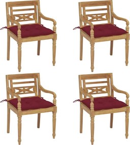 vidaXL Židle Batavia s poduškami 4 ks masivní teakové dřevo [3073314] Barva: krémová