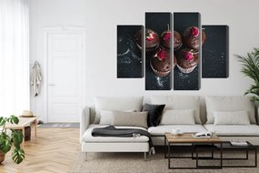 Vícedílný obraz Čokoládové Muffiny S Růží Nedostatek Nedostatek Plátno Canvas 120x90