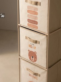 Sinsay - Dětský regál s látkovými úložnými boxy s potiskem medvídka a duhy - béžová
