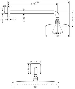 Hansgrohe Raindance E, hlavová sprcha 360 1jet EcoSmart se sprchovým ramenem, chromová, HAN-26605000
