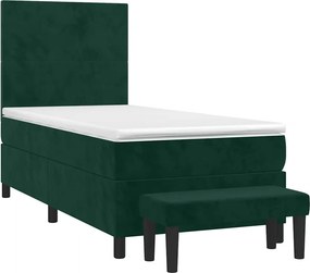 Box spring postel s matrací tmavě zelená 90x190 cm samet 3137698