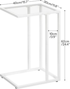 Odkládací stolek Vasagle Rivet 30 cm čirý/bílý