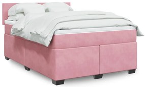 Box spring postel s matrací růžová 140x200 cm samet 3288629