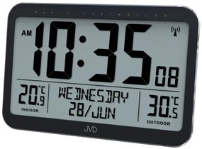 Elegantní digitální rádiem řízené hodiny se stříbrným rámečkem JVD RB9385