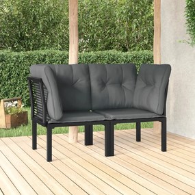 vidaXL Zahradní rohové židle s poduškami 2 ks černé a šedé polyratan [362801]