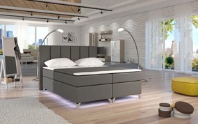 Kontinentální postel Boxspring BRAZIL šedá ekokůže 180x200cm