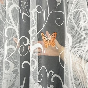 Hotová žakarová oblouková záclona bílá oranžové motýlky Ervi 7514