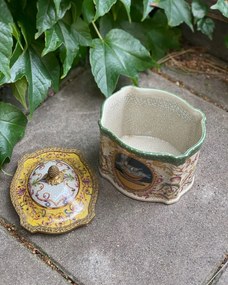 Bronzová porcelánová krabička / dóza s ptáky