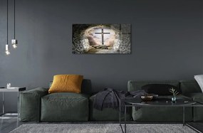 Obraz na skle Cave lehký cross Jesus 100x50 cm