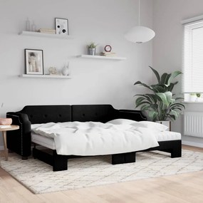 Válenda s přistýlkou a matracemi černá 80 x 200 cm textil 3197649