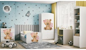 Dětská skříň Babydreams 90 cm méďa s kytičkami bílá