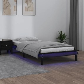 Rám postele s LED černý 75 x 190 cm Small Single masivní dřevo