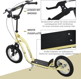 Dětská koloběžka HOMCOM od 5 let, koloběžka, odrážedlo, městská koloběžka s 12palcovými pneumatikami a gumovým odrazovým panelem pro bezpečnou zábavu…