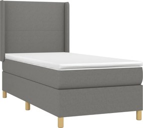 Box spring postel s matrací a LED tmavě šedá 100x200 cm textil 3138694