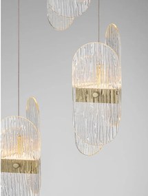 Kovové LED stmívatelné závěsné svítidlo v mosazné barvě se skleněným stínidlem ø 32 cm Lucien – Nova Luce