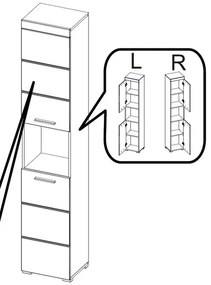 Koupelnová vysoká skříňka Amanda 103, lesklá bílá