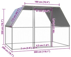 vidaXL Marketos Venkovní klec pro kuřata 3 x 2 x 2 m pozinkovaná ocel