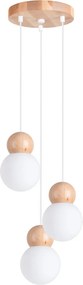 Sollux Lighting Závěsná lampa PEKKA 3P bílá/přírodní dřevo
