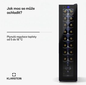 Klarstein Shiraz 18 Slim Uno, lednice na víno, 18 lahví, 5 - 18 °C, dotykové ovládání