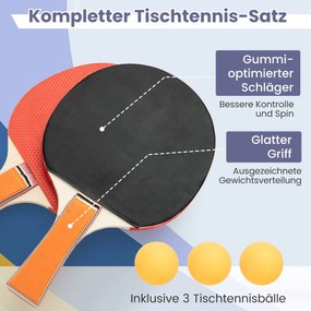Costway Přenosný stolní tenis set se sítí, 2 raketami a 3 míčky Mini stůl