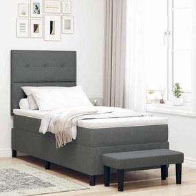 Postel s boxspringem s čelo Tmavě šedá 80 x 200 cm textil 3344024