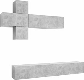 7dílný set TV skříněk betonově šedý dřevotříska 3079129