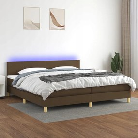Box Spring Postel S Matrací A Led Textil Tmavě Hnědá Hladký design 200 x