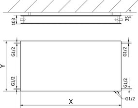 Mexen CVHF20 Hygiene Flat deskový radiátor 600 x 1000 mm, spodní připojení, 1004 W, bílý - W620HF-060-100-00