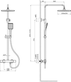 Sapho Sapho, DARK sprchový sloup s termostatickou baterií, černá mat, KJ639