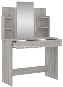 Toaletní stolek se zrcadlem šedý sonoma 96 x 39 x 142 cm - Default Title