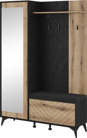 PSK Předsíňová stěna DARA, Dub Evoke/Černá 134 cm