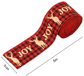 Vánoční stuha JOY 5 cm x 5 m, červená