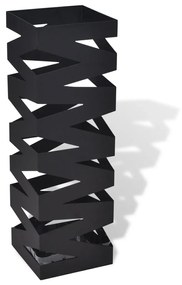 Černý hranatý stojan na deštníky a vycházkové hole, ocelový, 48,5 cm - Default Title