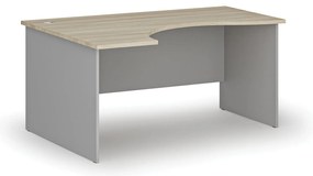 Ergonomický kancelářský psací stůl PRIMO GRAY, 160x120 cm, levý, šedá/dub přírodní