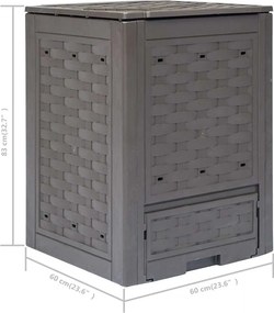 Zahradní kompostéry 2 ks hnědé 60x60x83 cm 600 l plast ratan 278917