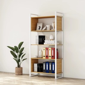 Vysoký kancelářský regál Houseland Nuvia Stack 90 cm dub/bílý