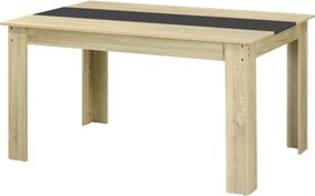 Jídelní stůl HOMCOM pro 6 osob, severský styl v přírodním dřevě a černé barvě, 140D x 90Š x 75V cm