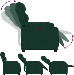 Elektrické polohovací křeslo tmavě zelené samet 3205072