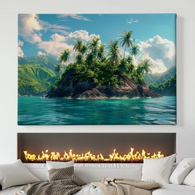 Obraz na plátně - Skalnatý palmový ostrov FeelHappy.cz Velikost obrazu: 60 x 40 cm