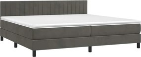 Box spring postel s matrací a LED tmavě šedá 200x200 cm samet 3134544