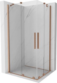 Mexen Velar Duo, sprchový kout s posuvnými dveřmi 90(dveře) x 80(dveře) cm, 8mm čiré sklo, měděná matná profil, 871-090-080-02-65