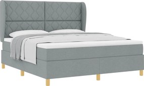 Postel s boxspringem s čelo Světle šedá 200 x 180 cm textil 3340830