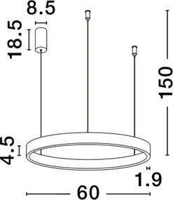 Závěsné LED svítidlo NOVA LUCE ELOWEN 60W 3000K 9345649 stmívatelné Triac