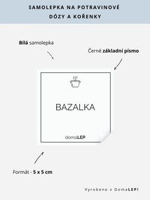 Samolepka na kořenky BAZALKA bílá 5 × 5 cm základní písmo