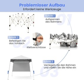 Costway Altán Výsuvný skládací altán Výškově nastavitelný s boční – 2 × 2 m