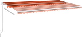 Ručně zatahovací markýza s LED světlem 600x300 cm oranžovohnědá 3068965